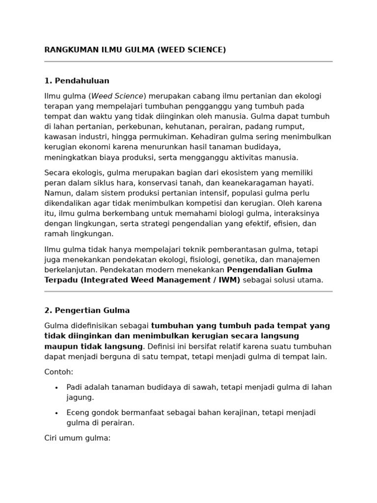 Ilmu Gulma: Pengendalian dan Ekologi | PDF