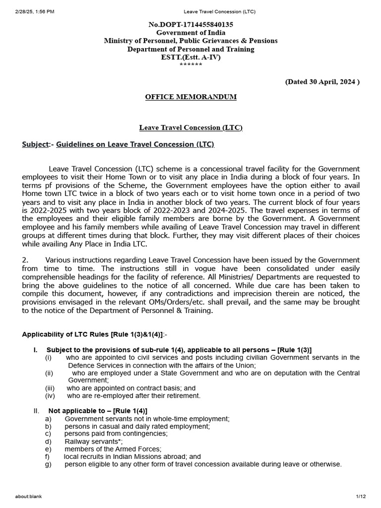 LTC Guidelines on LTC 30.04.2024 | PDF | Stepfamily