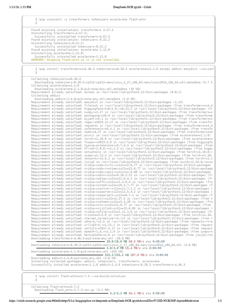 DeepSeek OCR.ipynb Colab | PDF | Computing | Computer Architecture