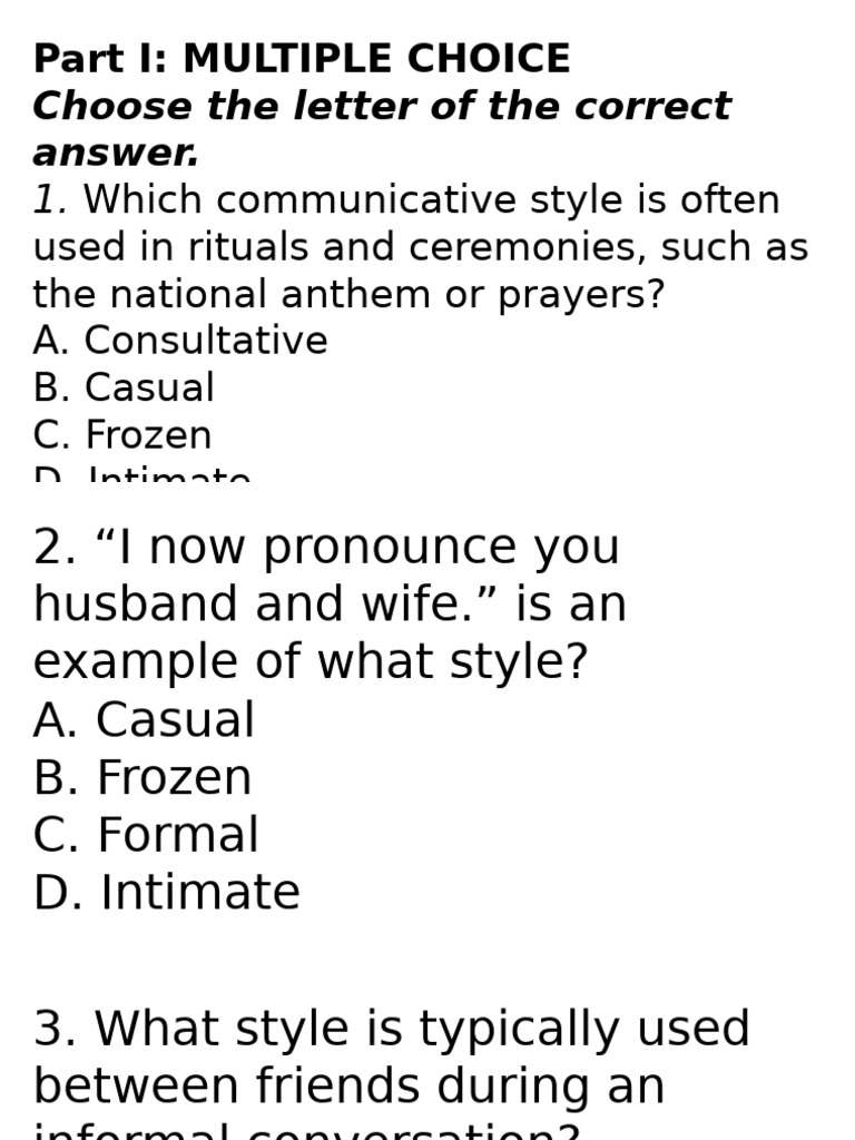 Communicative Styles Long Quiz | PDF