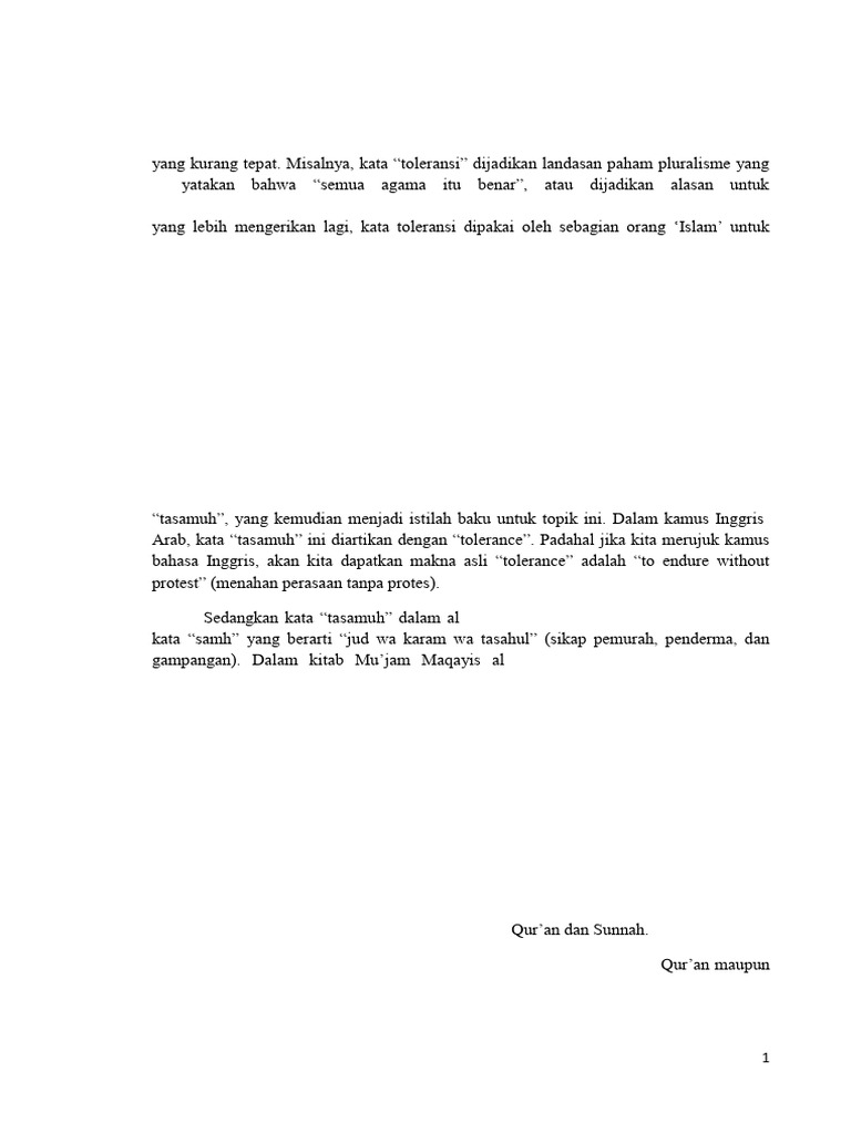 Toleransi dalam Islam: Makna dan Penerapan | PDF