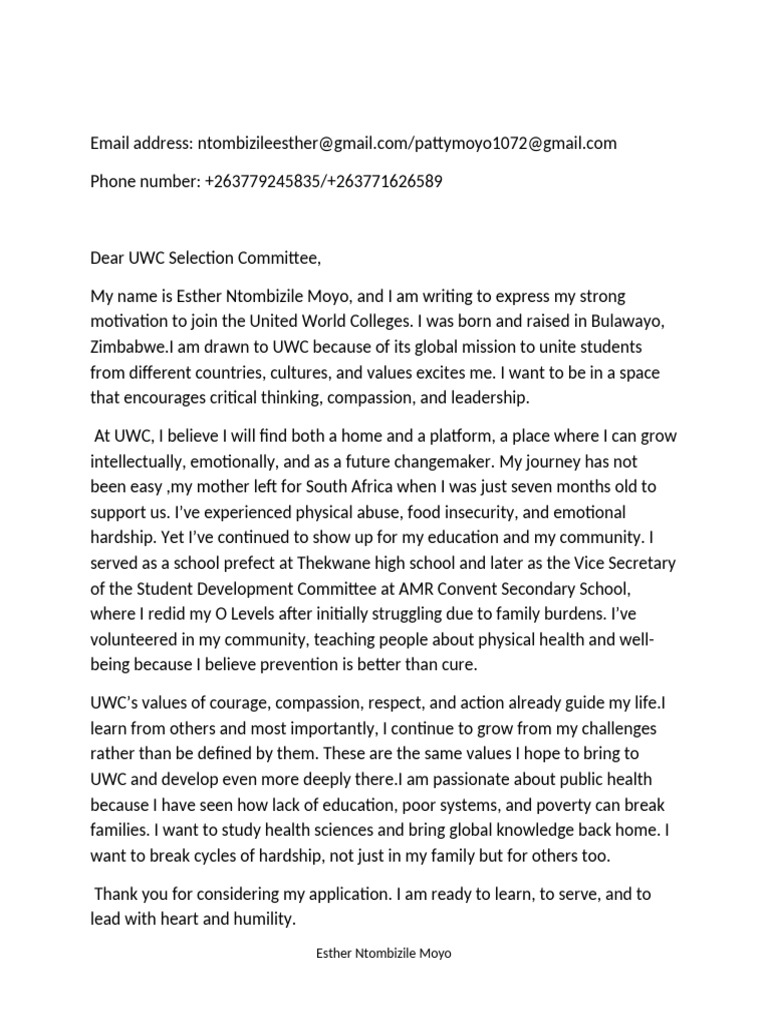 MOYO Cover Letter | PDF