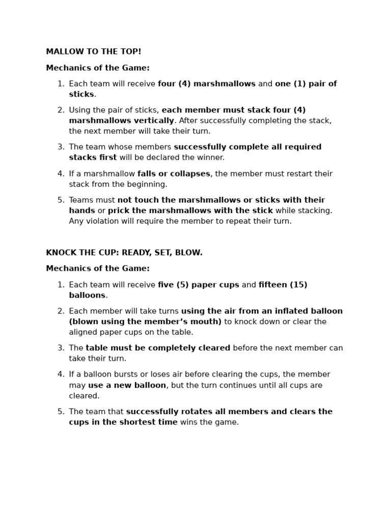 Fun Team-Building Game Instructions | PDF