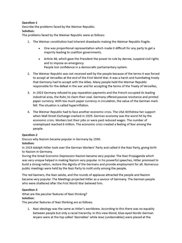 Nazism and the Rise of Hitler Worksheet | PDF | Weimar Republic | Nazism