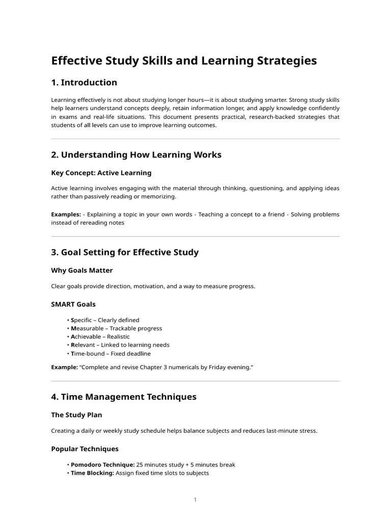Smart Study Skills for Better Learning | PDF | Study Skills | Learning