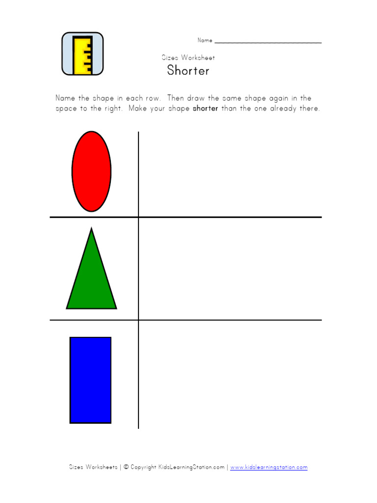 Shorter Shapes Worksheet for Kids | PDF