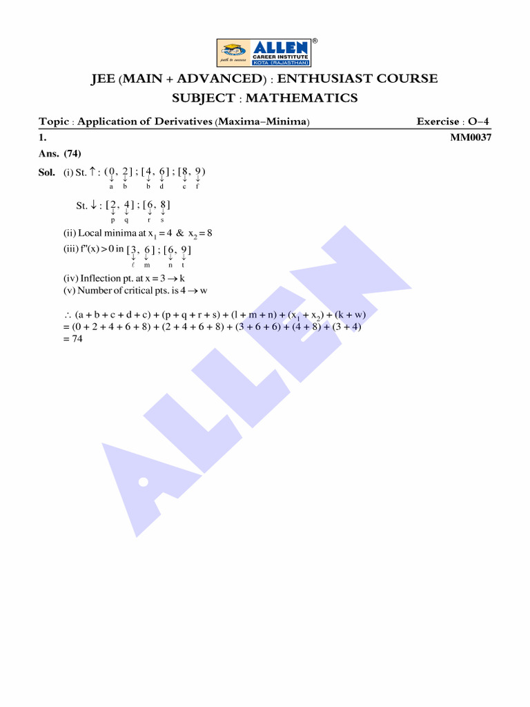 Maxima Minima Exercise Solution 4 | PDF