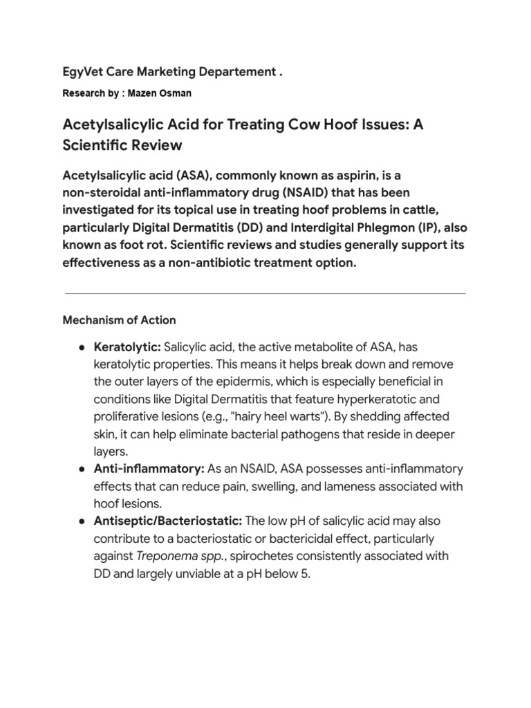 Acetylsalicylic Acid in Digital dermatitis and foot rot | PDF | Aspirin ...