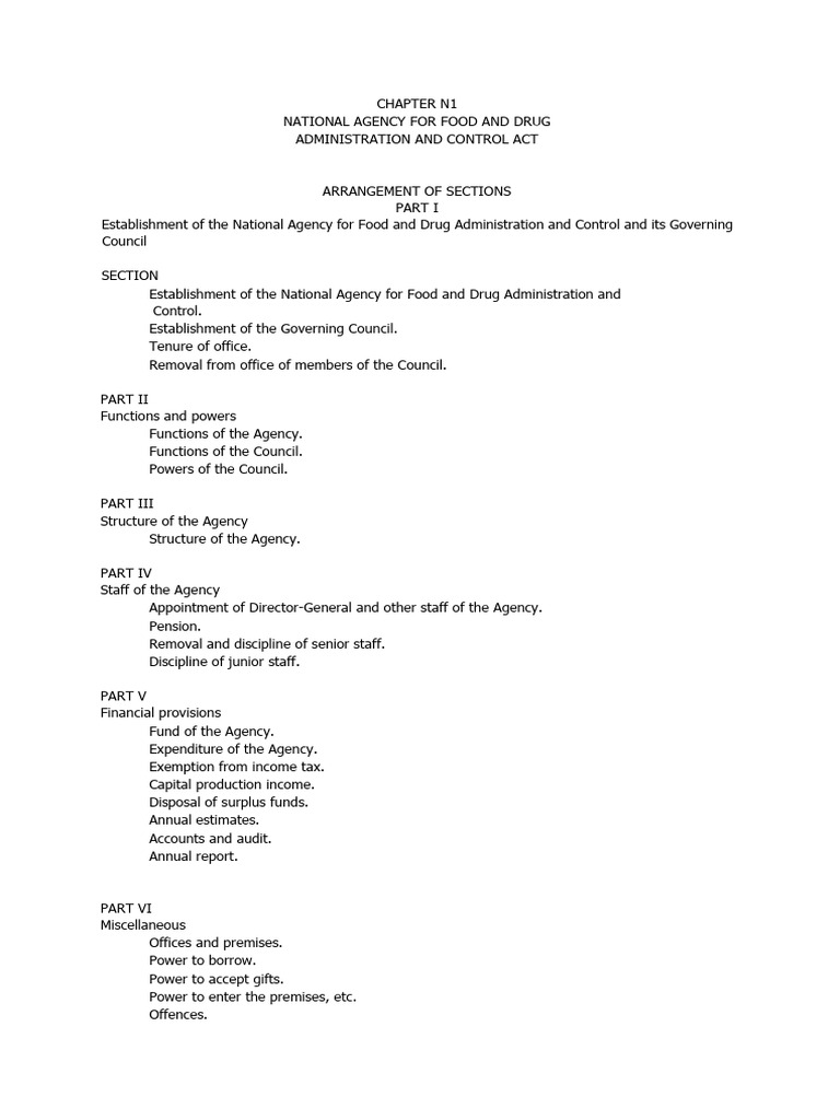 National Agency for Food and Drug Act | PDF | Medical Device | Criminal ...