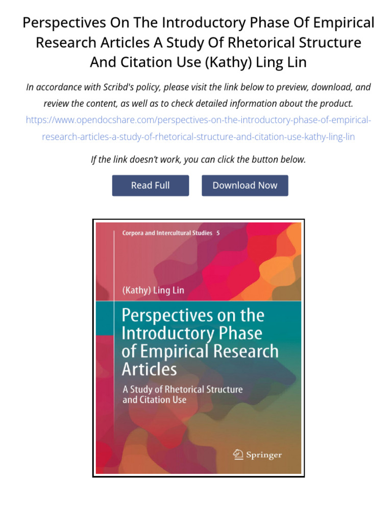 Perspectives on the Introductory Phase of Empirical Research Articles A ...