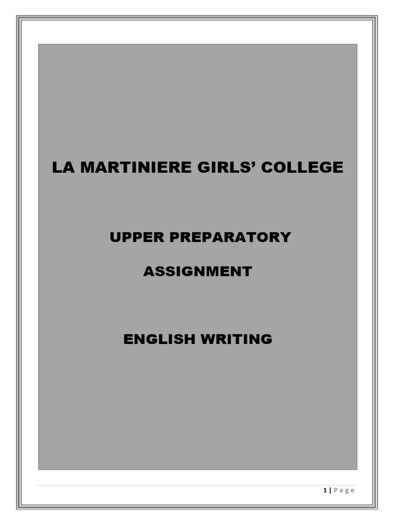 Upper Prep English Writing Assignment | PDF