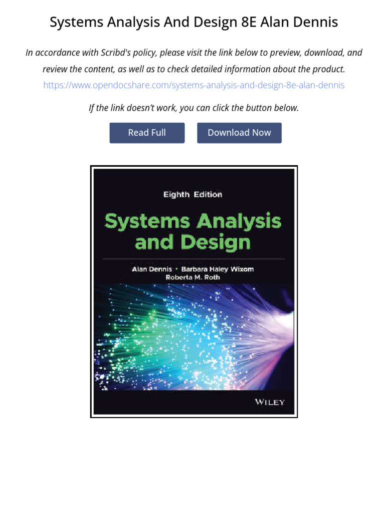 Systems Analysis and Design 8e Alan Dennis | PDF
