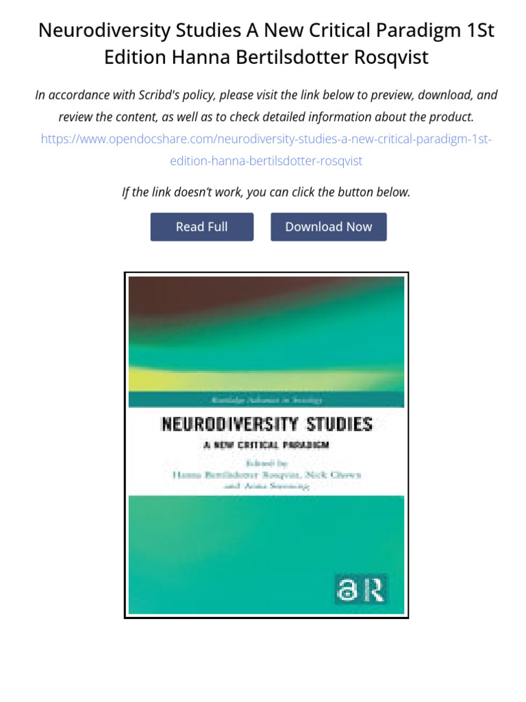 Neurodiversity Studies A New Critical Paradigm 1st Edition Hanna ...