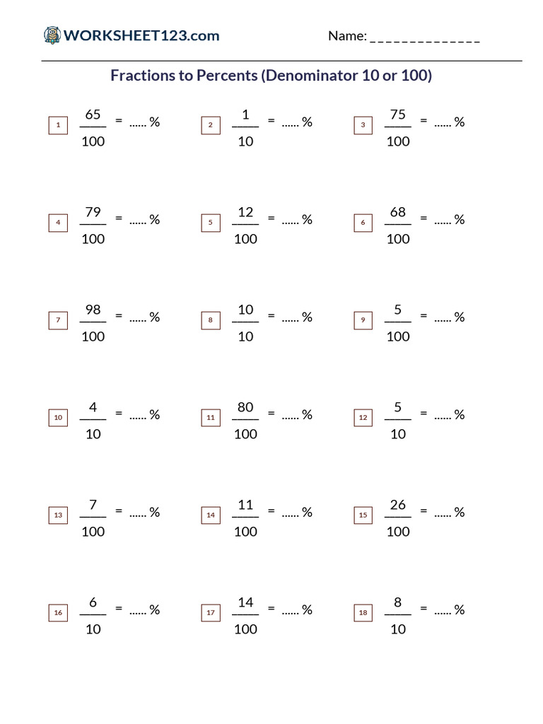 Convert Fractions to Percents Guide | PDF | Mathematics | Mathematical ...
