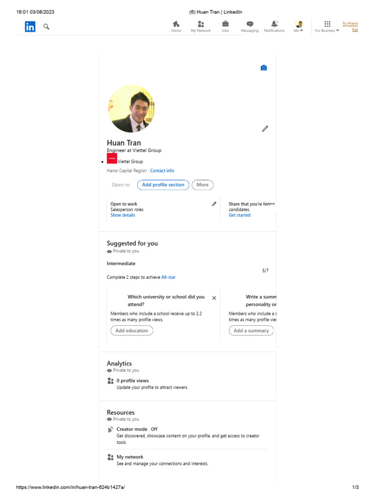 (6) Huan Tran _ LinkedIn | PDF | Linked In | Digital Technology