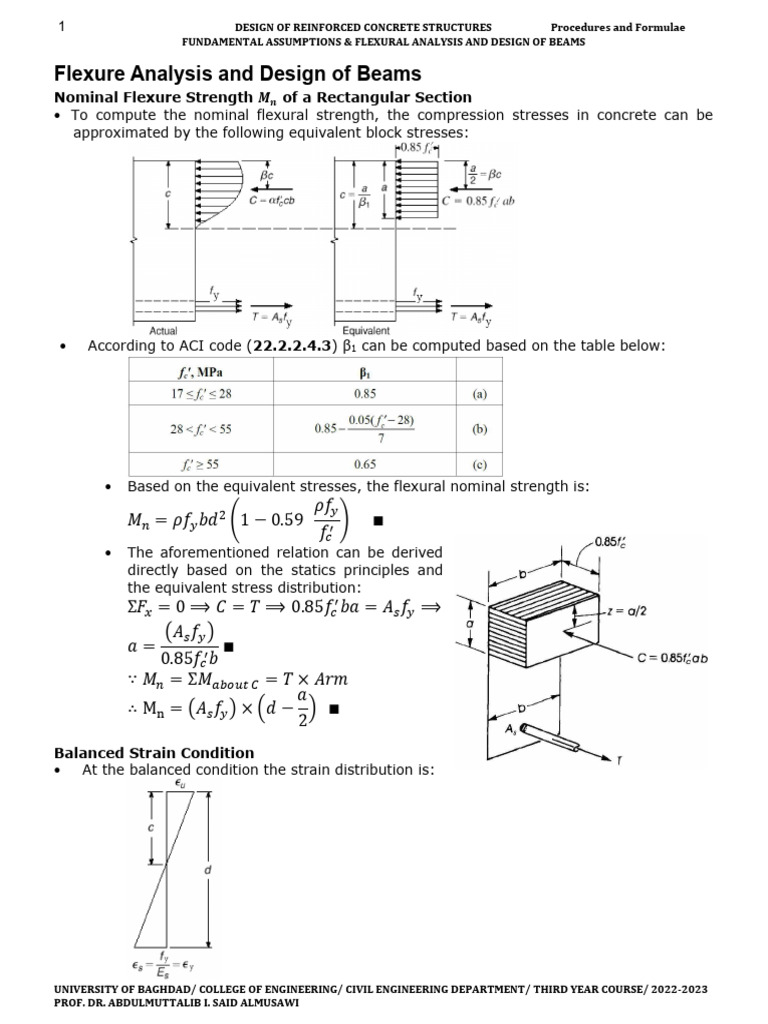 Flexural Design of Concrete Beams | PDF | Bending | Beam (Structure)