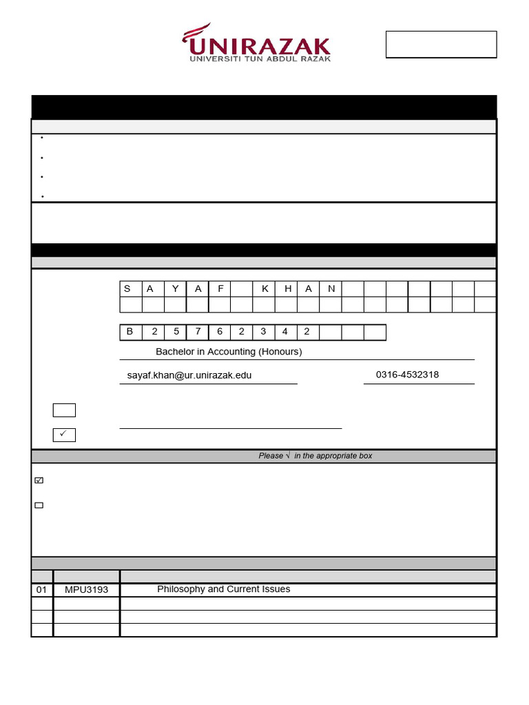 Special Examination Application Form | PDF