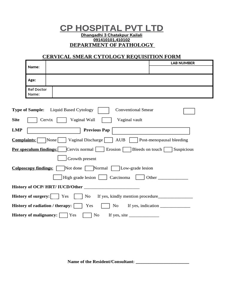 Cervical Smear Cytology Requisition Form | PDF