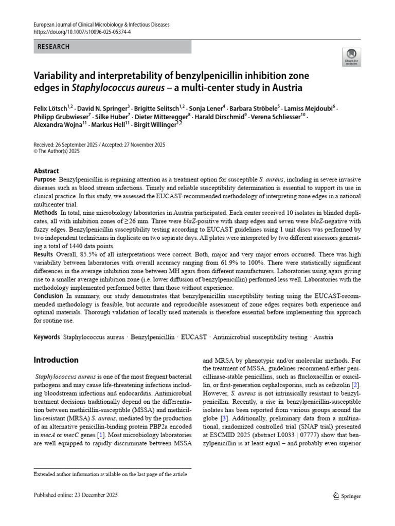 Variability and Interpretability of Benzylpenicillin Inhibition Zone ...