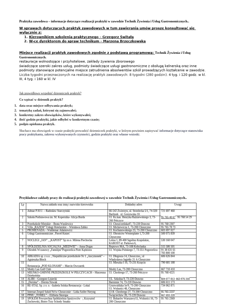 Prakt. Zaw. Info. Dla Uczniów TG 2 | PDF