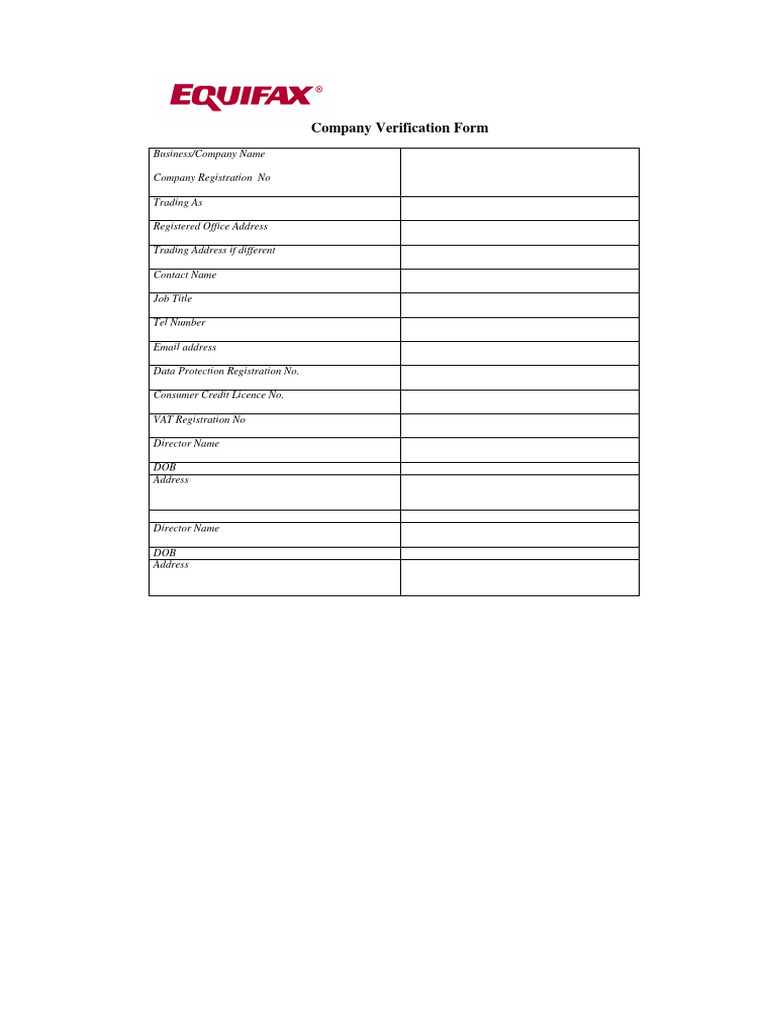 Company Verification Form | PDF