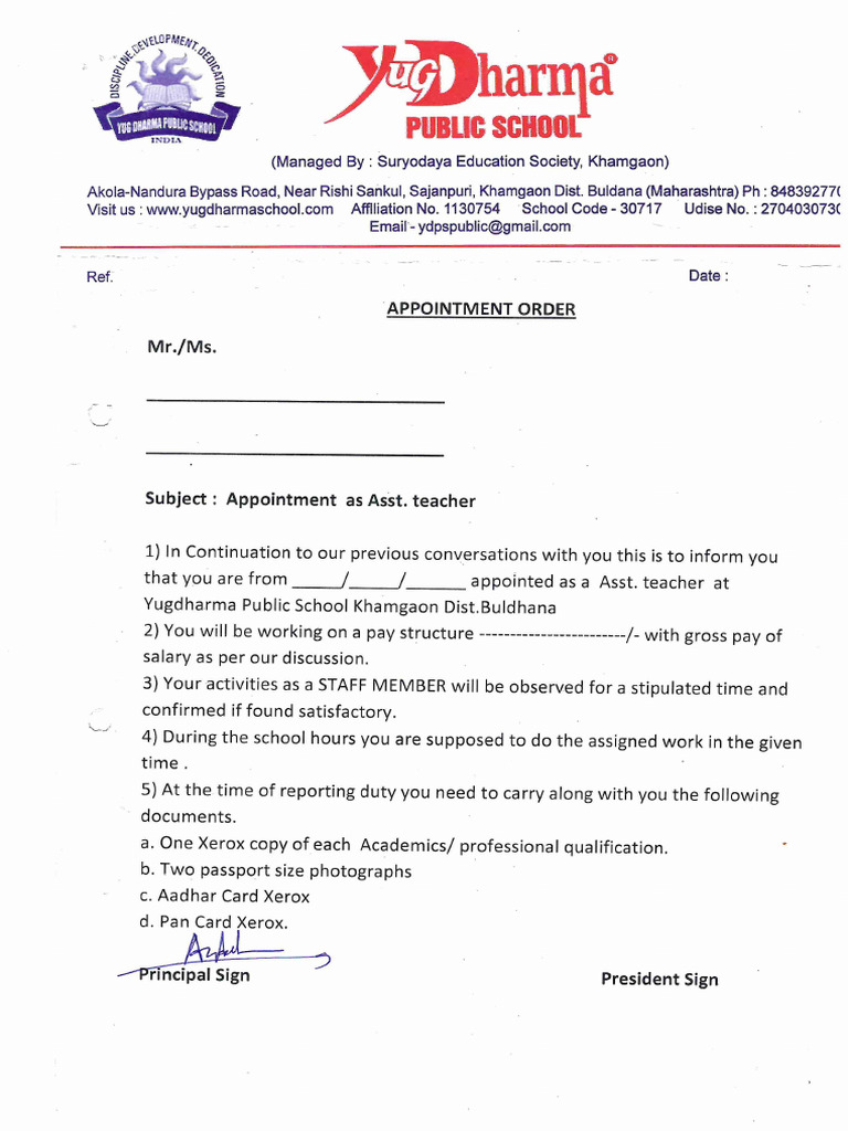 Appointment Order | PDF