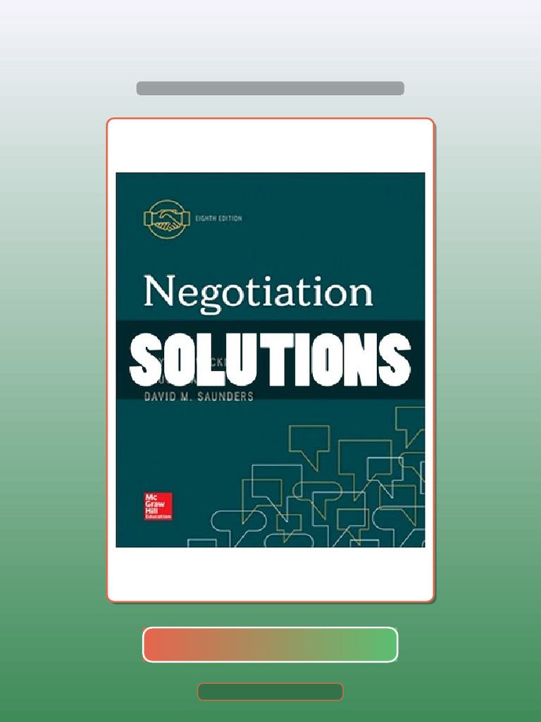 Test Bank for Negotiation 8 Ed Lewicki | PDF | Multiple Choice