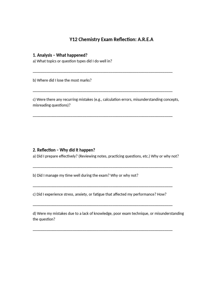 Y12 Test Reflection | PDF