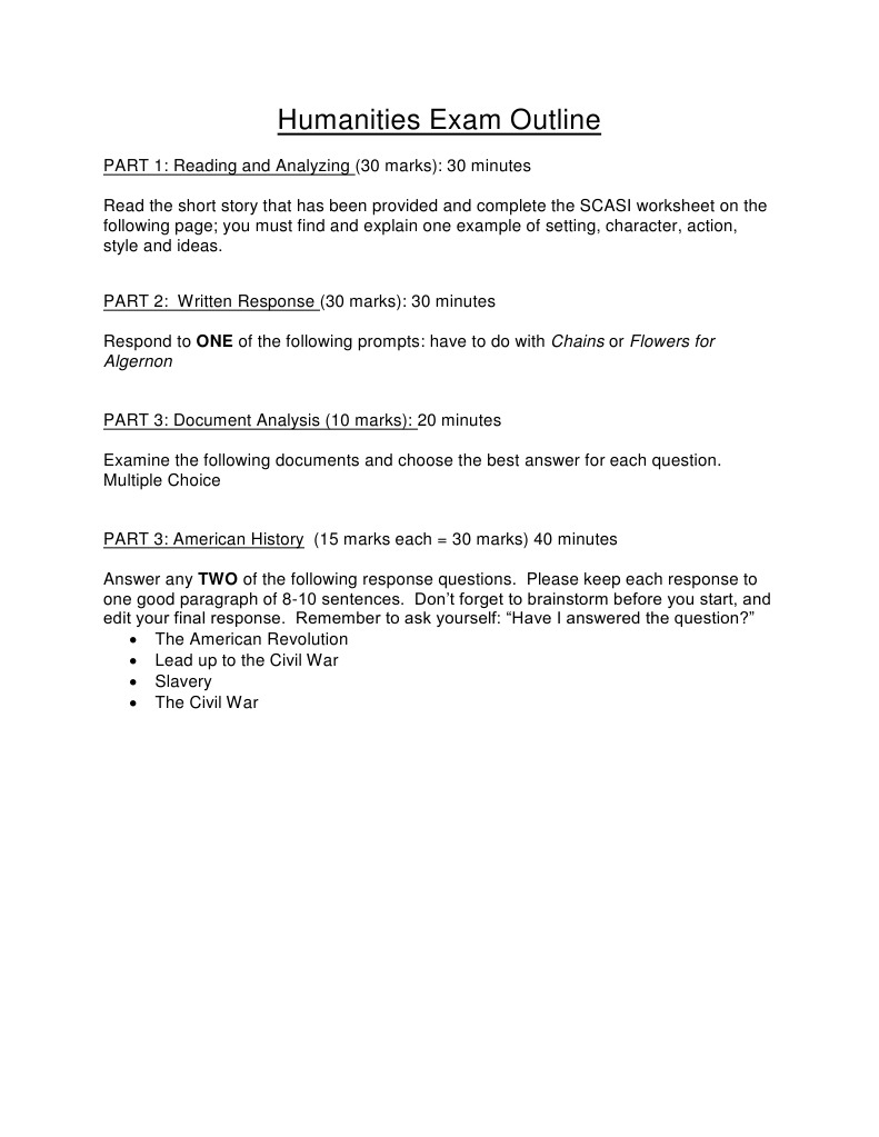 Humanities Exam Outline and Guide | PDF