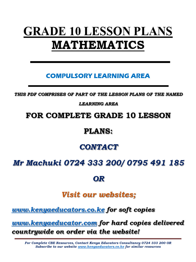 Grade 10 Mat Lesson Plans | PDF | Rational Number | Numbers