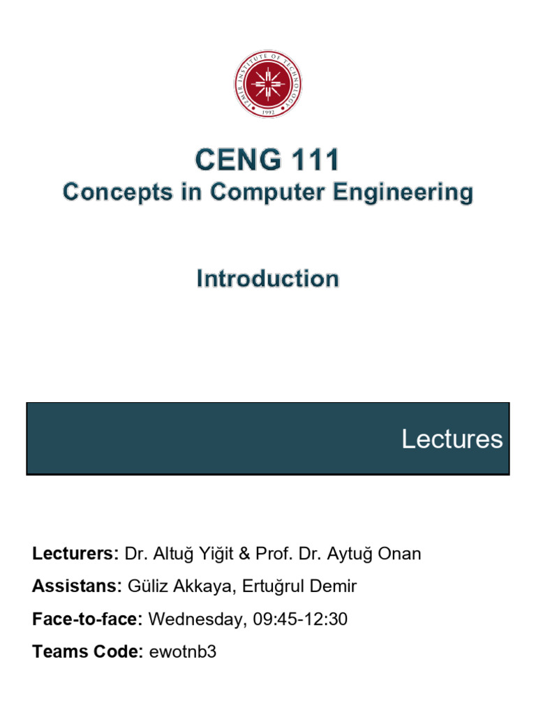 CENG111 Lecture1 Ch0 Introduction | PDF | Personal Computers | Algorithms