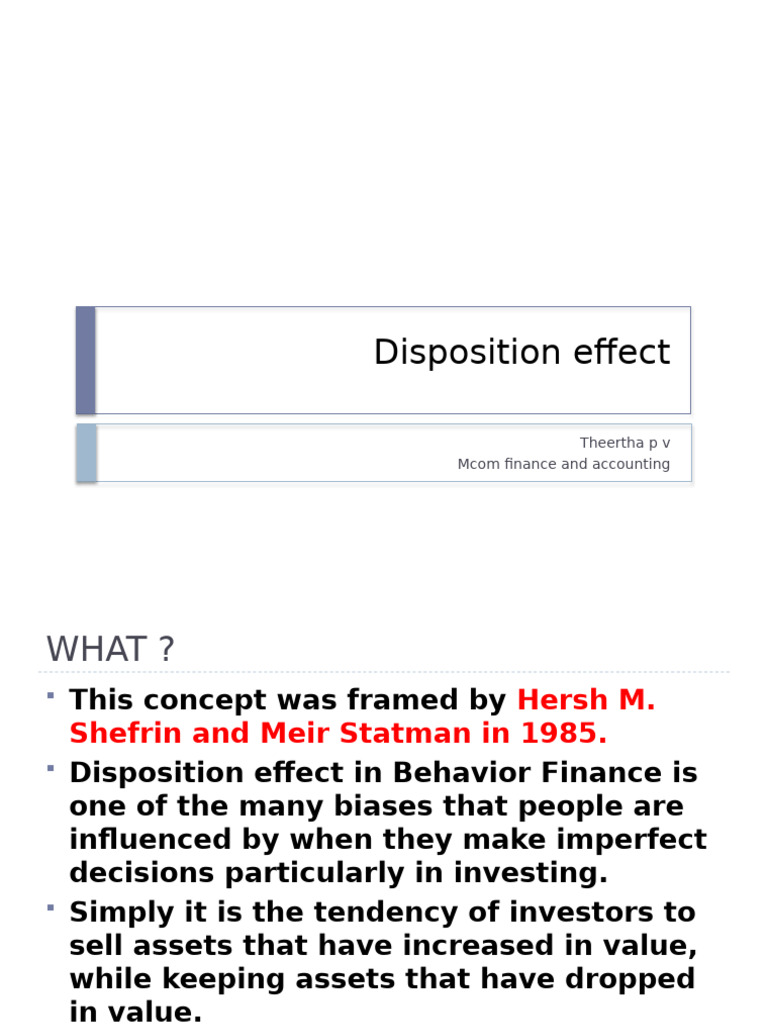 Disposition effect | PDF | Diversification (Finance) | Psychology