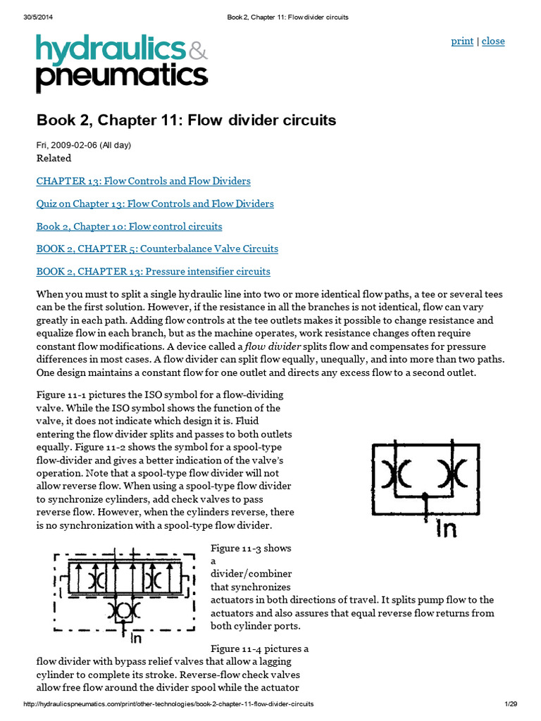 Book 2, Chapter 11_ Flow Divider Circuits | PDF | Pump | Valve