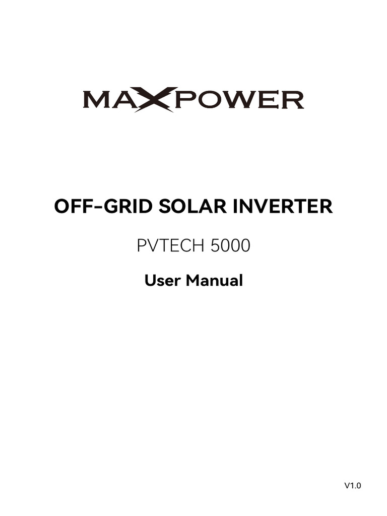 PVTECH 5000 Off-Grid Inverter Manual | PDF | Power Inverter | Solar Panel