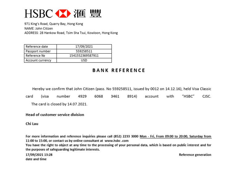 Hong Kong HSBC Closure Reference | PDF