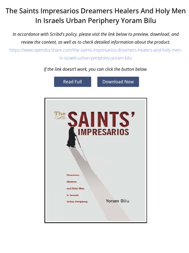The Saints Impresarios Dreamers Healers And Holy Men In Israels Urban ...