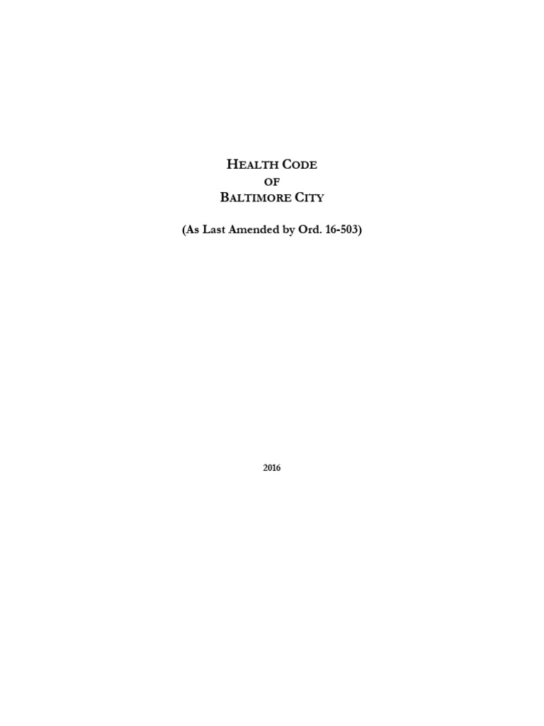 Baltimore City Health Code Overview | PDF | Tobacco Smoking | Addiction