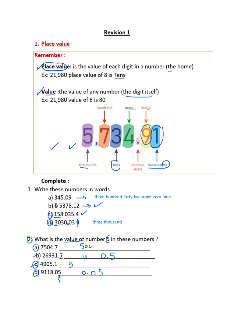 Revision Unit 1 ,5,10 | PDF | Numbers | Number Theory