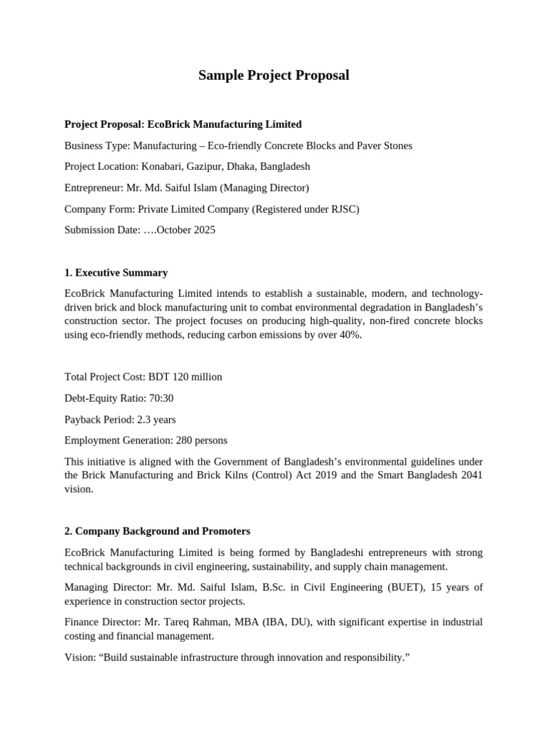 Sample Project Proposal | PDF | Climate Change Mitigation | Brick