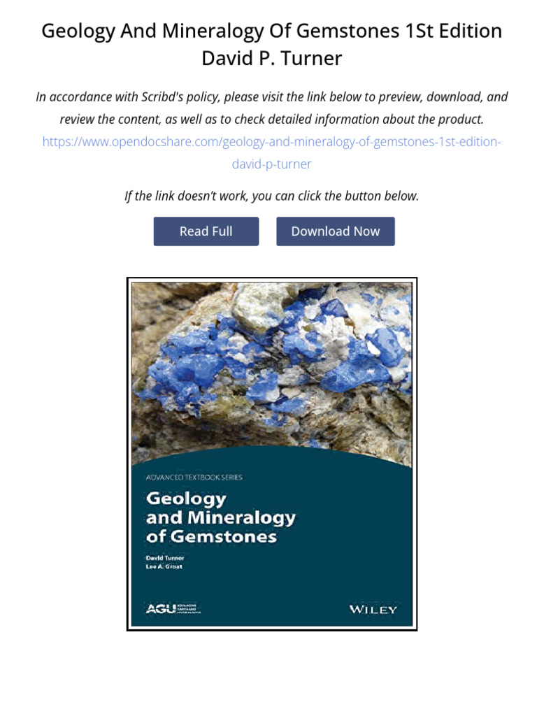 Geology and Mineralogy of Gemstones 1st Edition David P. Turner | PDF ...
