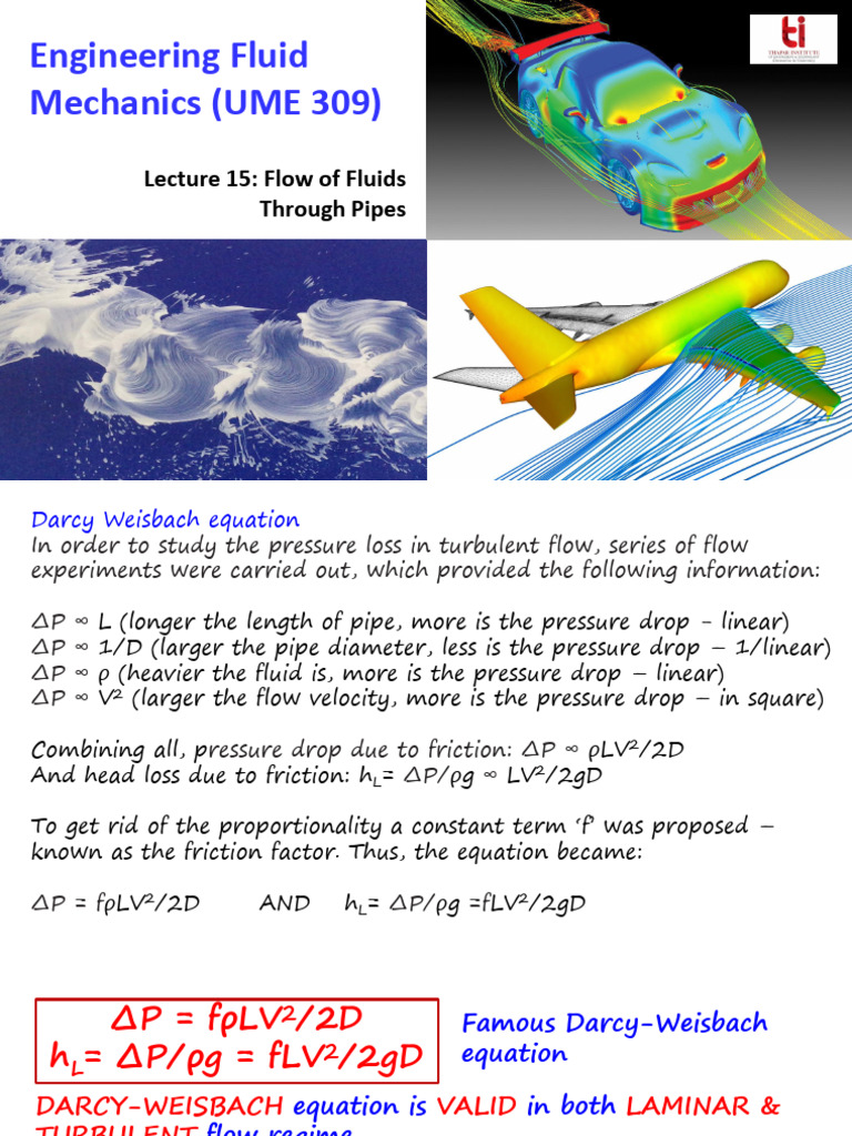 Lecture 15 FM Pipe Flow | PDF | Mechanics | Plumbing
