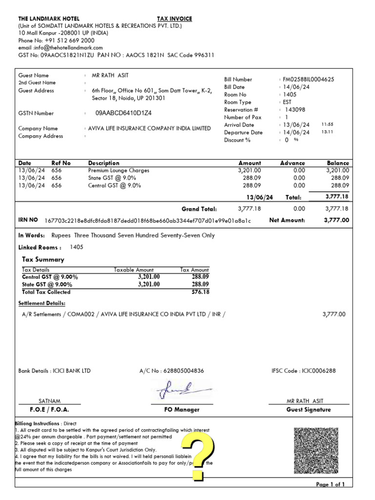 BILL 4625(Digitally Signed) | PDF | Invoice | Money