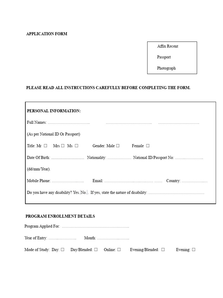 Application Form 2025 | PDF