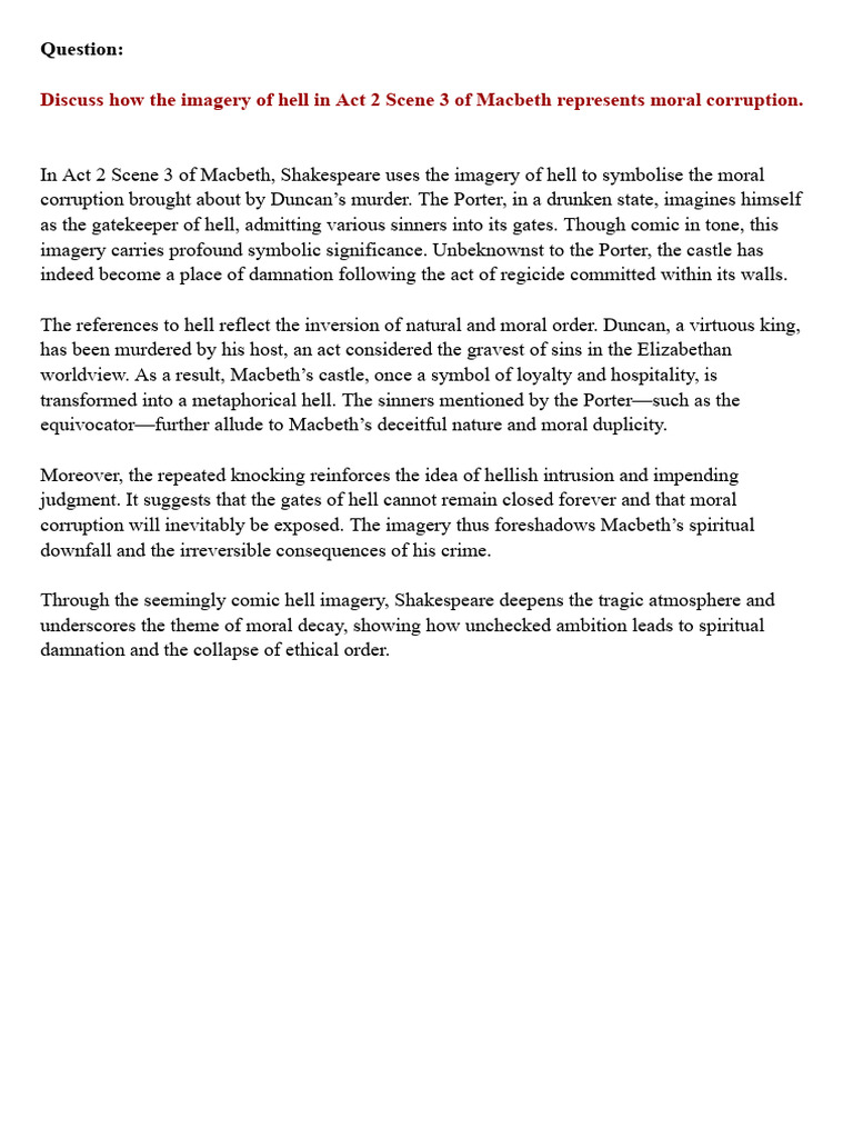 Macbeth Act 2 Sc 3 | PDF