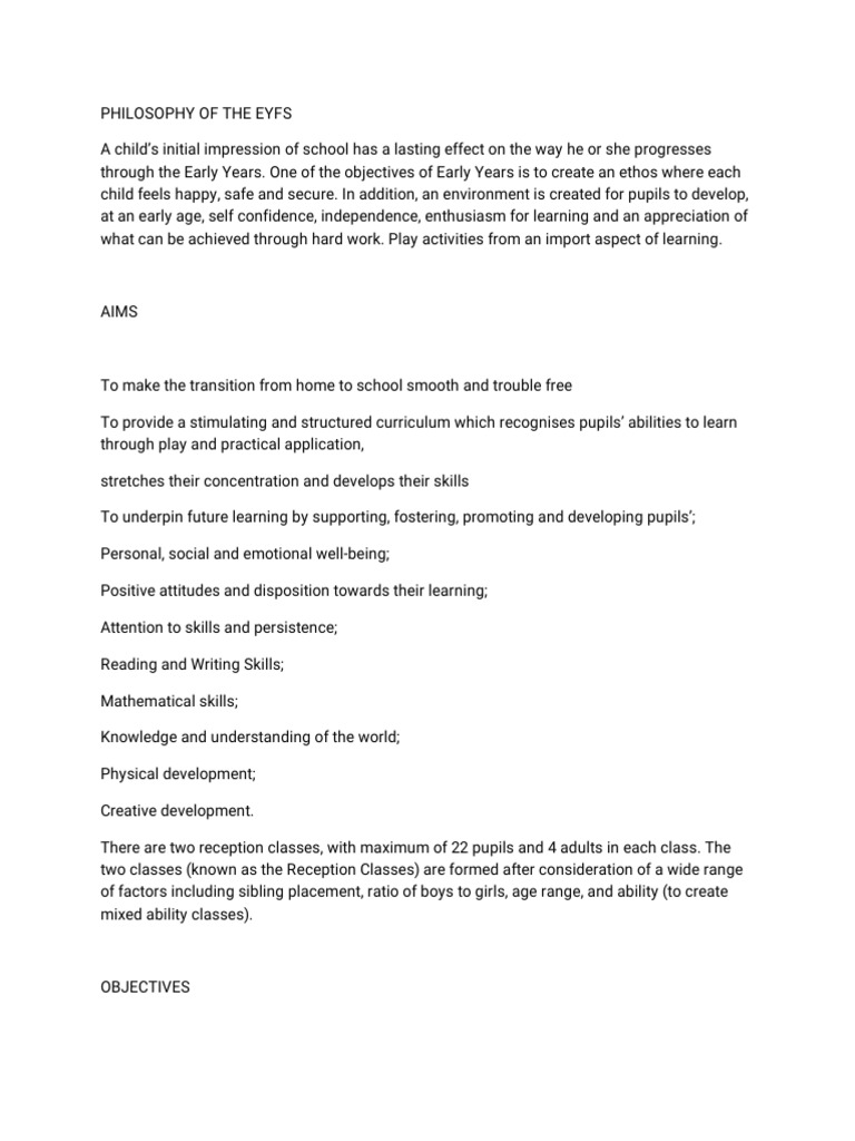 EYFS policy | PDF