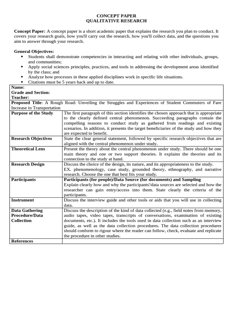 Concept Paper (Diass) Qualitative | PDF | Qualitative Research | Data