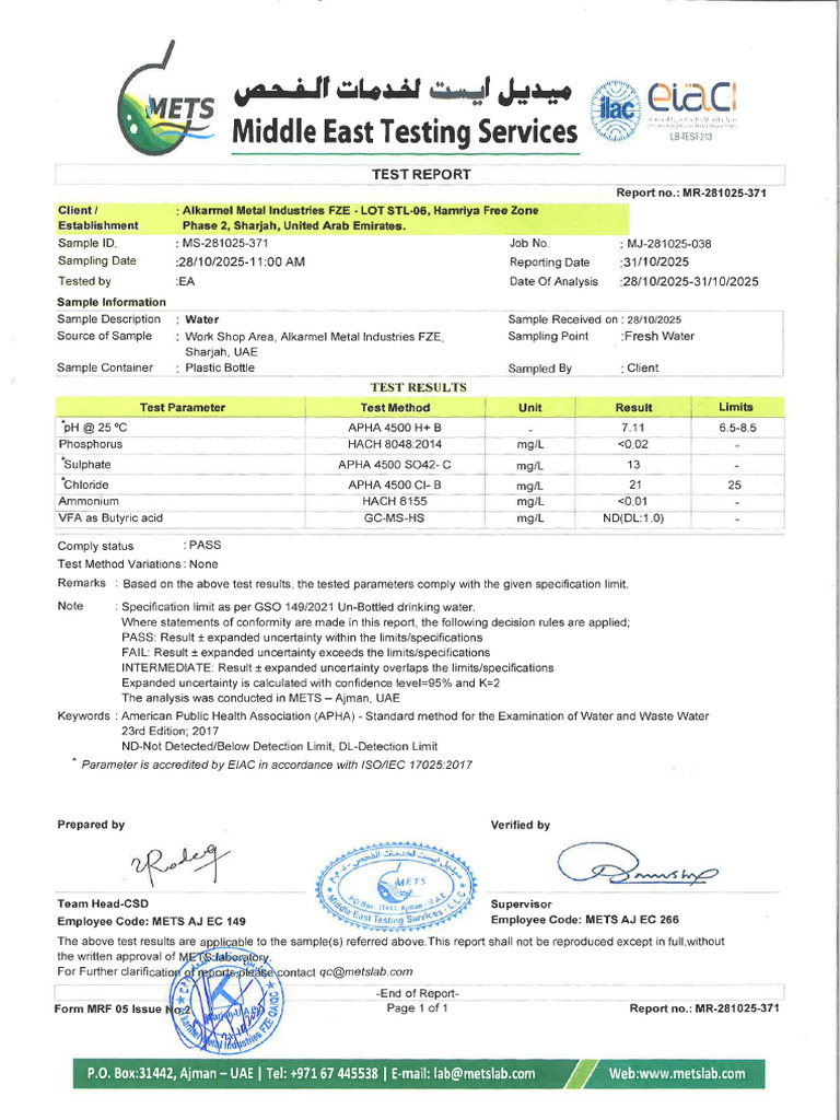 Water Test | PDF