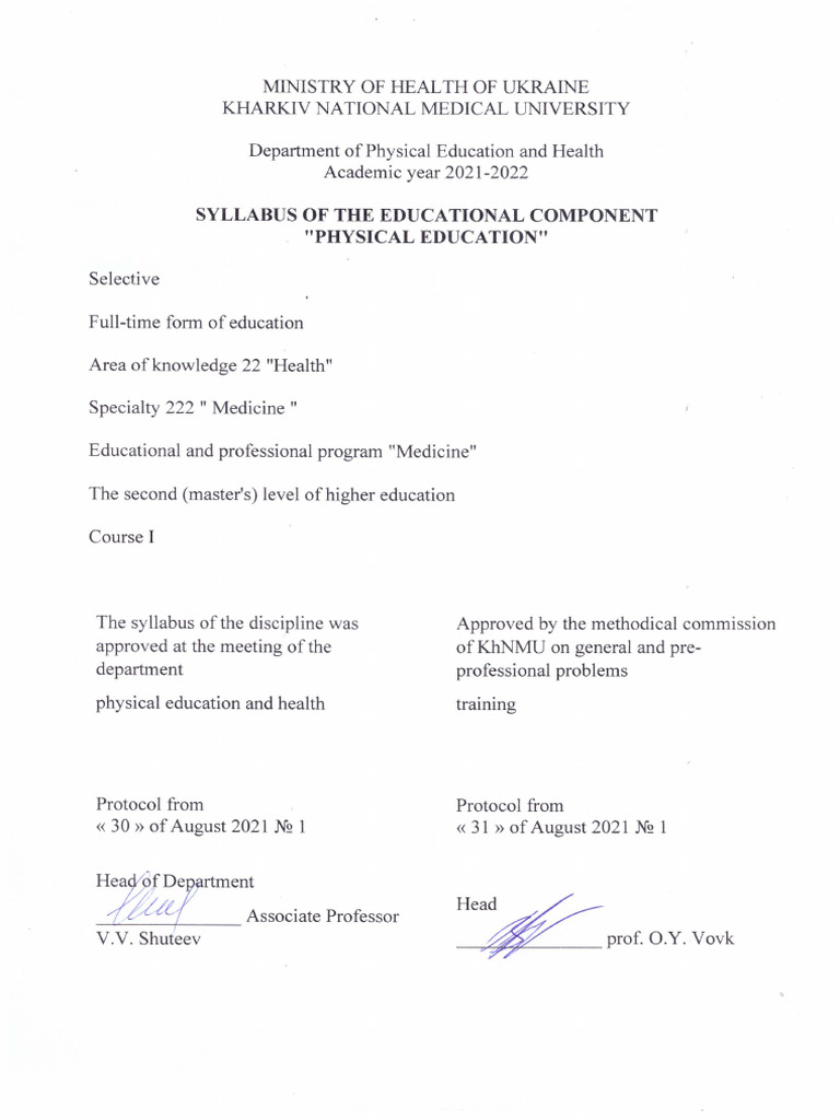 Physical Education Syllabus Overview | PDF | Pedagogy | Physical Therapy