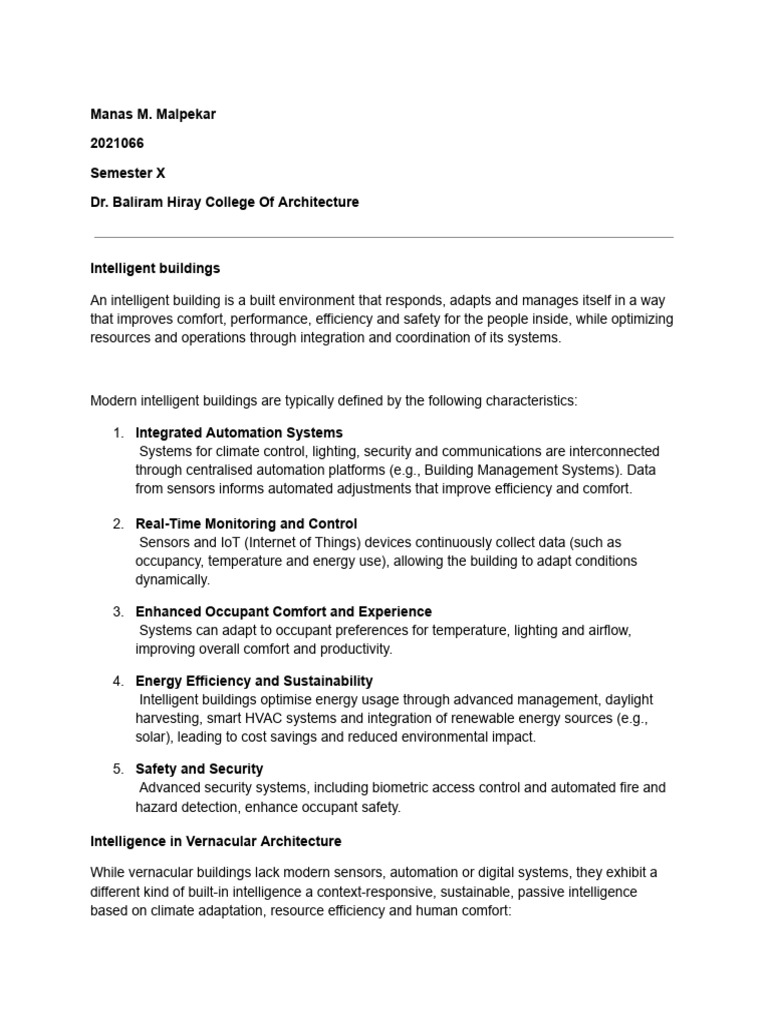 Intelligent Buildings (1) | PDF | Building Automation | Internet Of Things