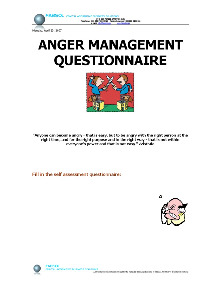 Anger Management Self-Assessment Tool | PDF | Anger